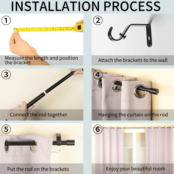Basic Adjustable Black Curtain Rod