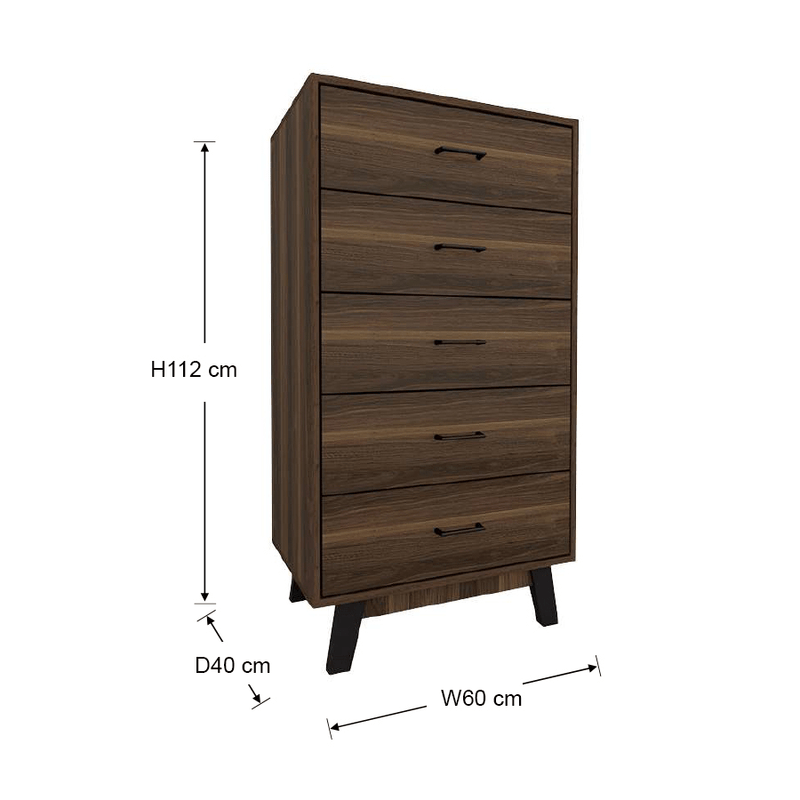 Aiden Chest of 5 Drawer