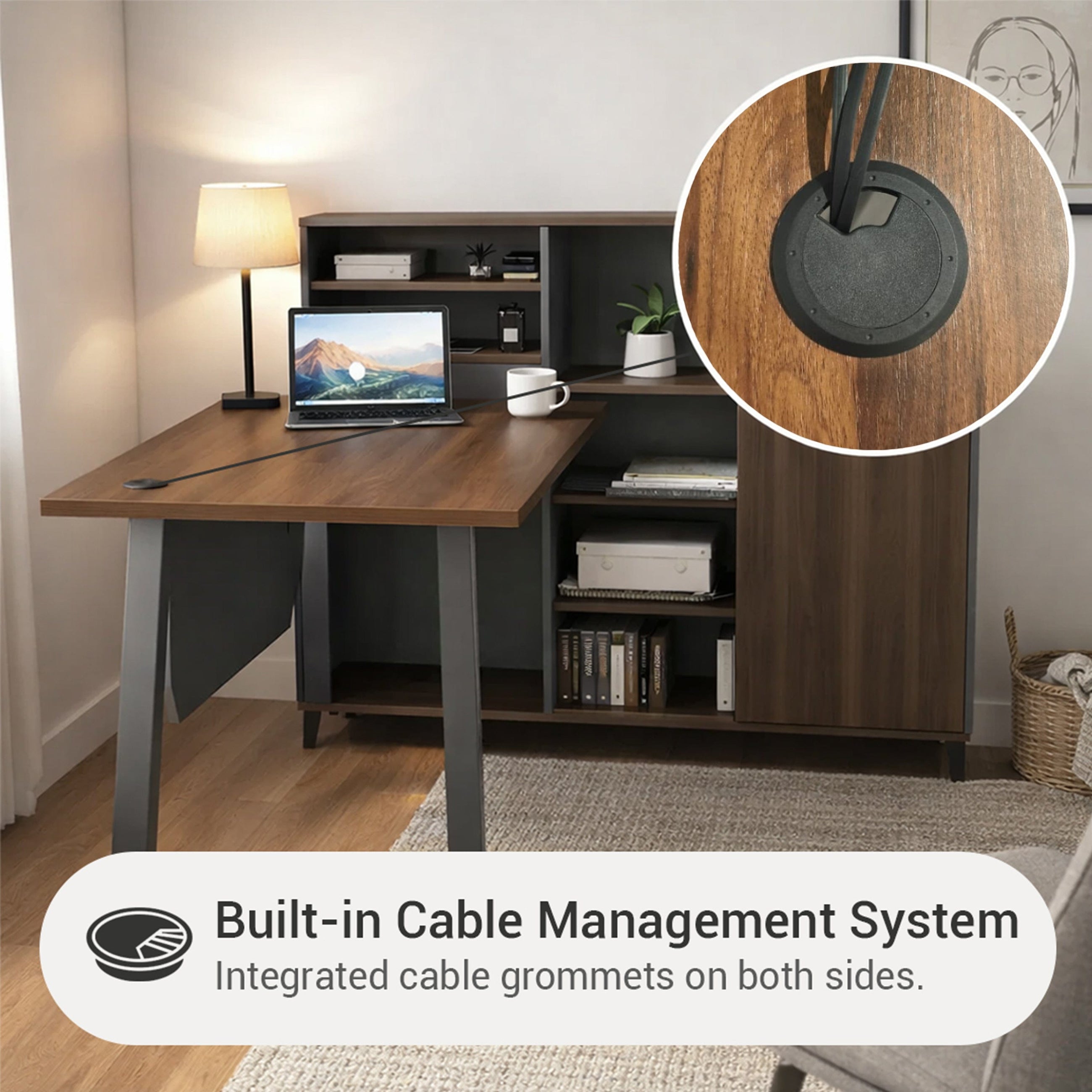 Alice 1S Desk with Side Storage Cabinet