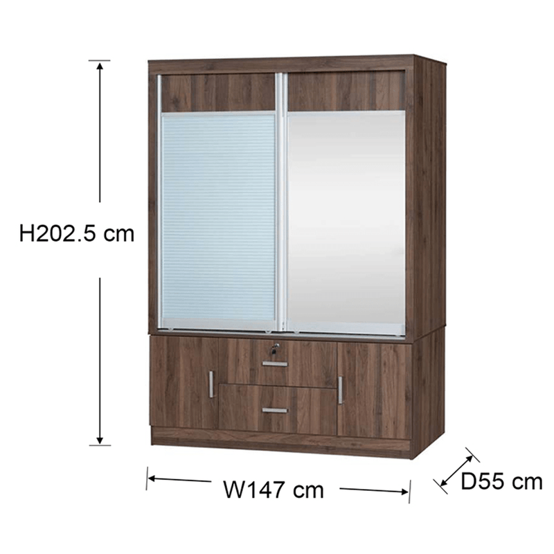 Vania 147 cm Sliding Wardrobe