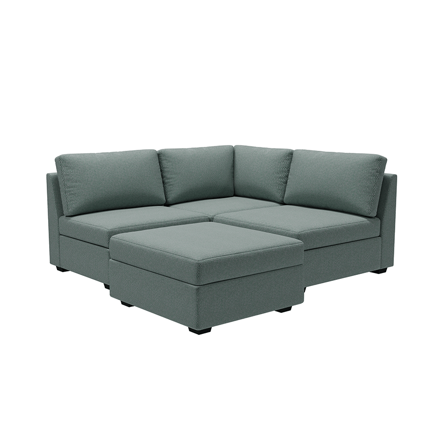 Ava 2 Seater Corner Modular Sofa with Ottoman
