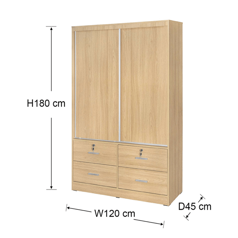 Brendle 120 cm Sliding Wardrobe