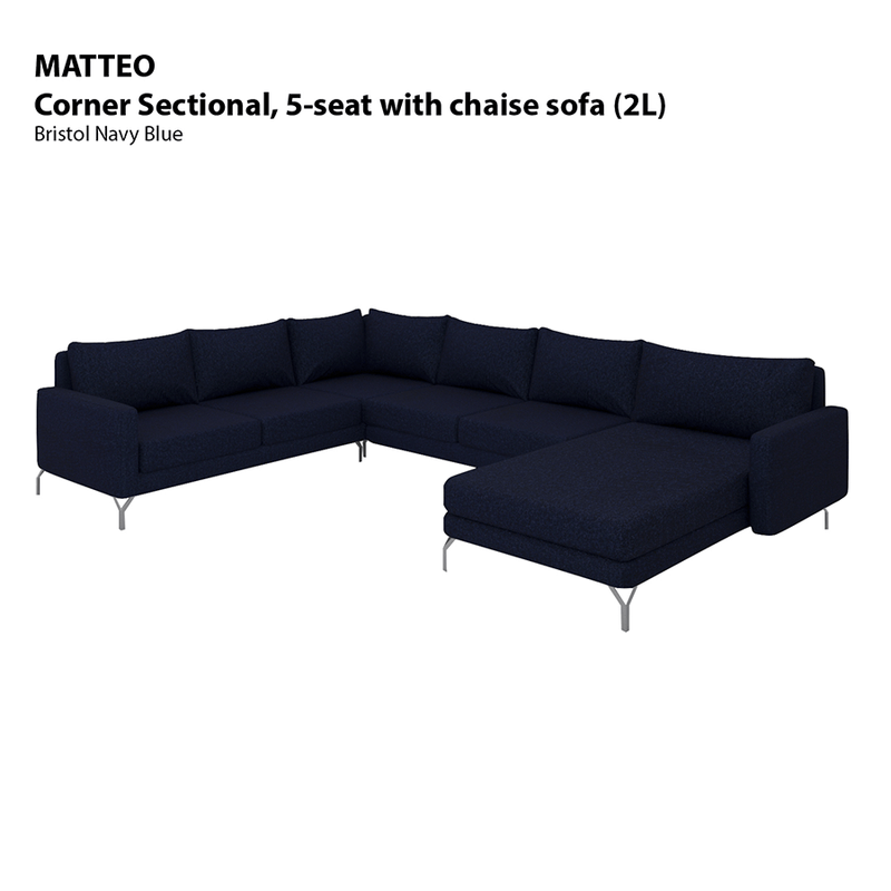 Matteo Corner Sectional 5 Seat with Chaise (2L) Sofa